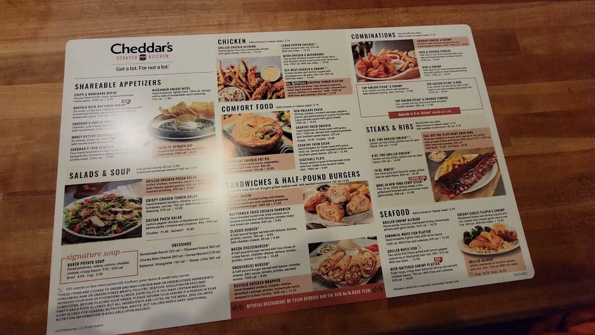 Menu at Cheddar's Scratch Kitchen restaurant, Vienna