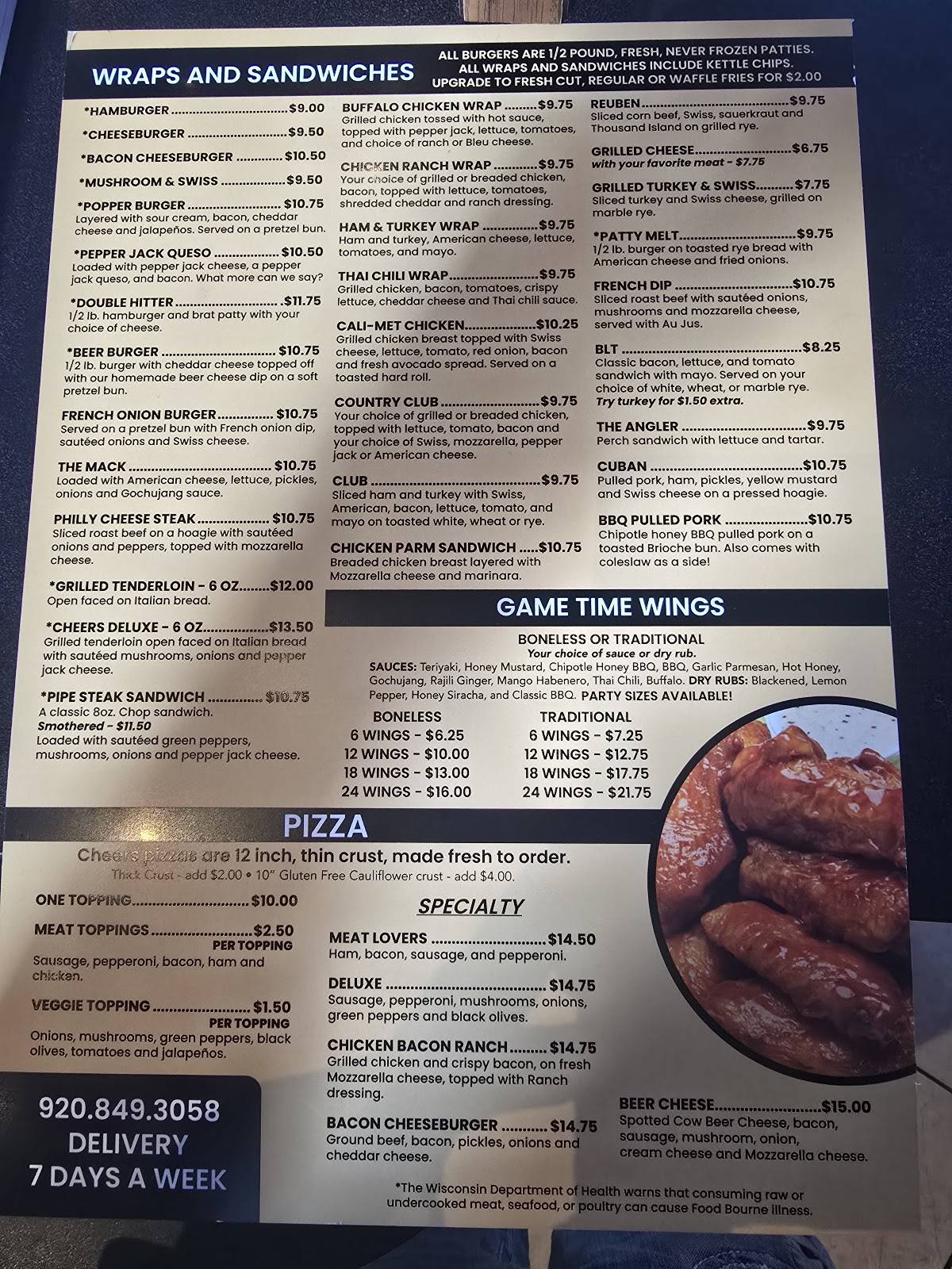 Menu at Cheers pub & bar, Chilton