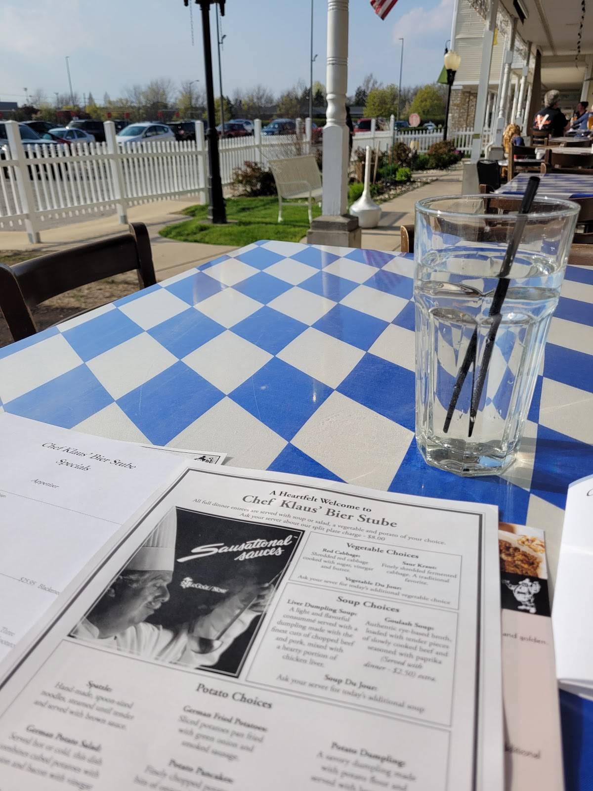 Menu at Chef Klaus' Bier Stube restaurant, Frankfort
