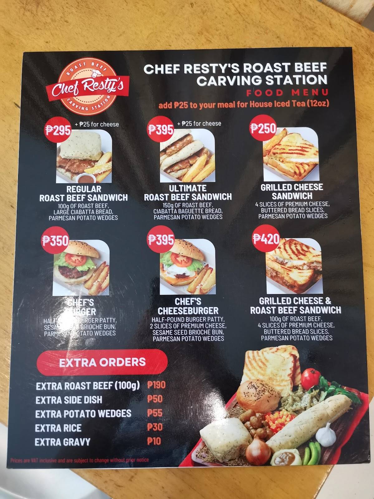 Carta del restaurante Chef Resty’s Roast Beef Carving Station, Parañaque