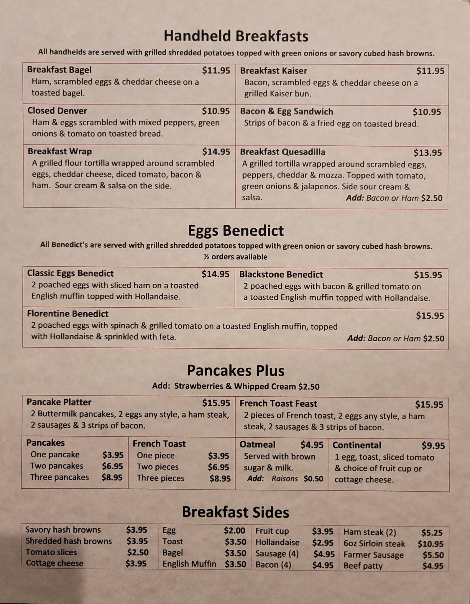 Menu at Cherry Pit Resty West Kelowna BC restaurant, West Kelowna, Main St