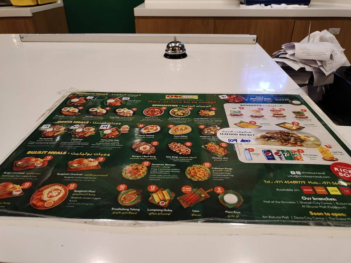 Menu at Chic Boy Inasal Restaurant, Dubai, Roundabout - Al Satwa Rd