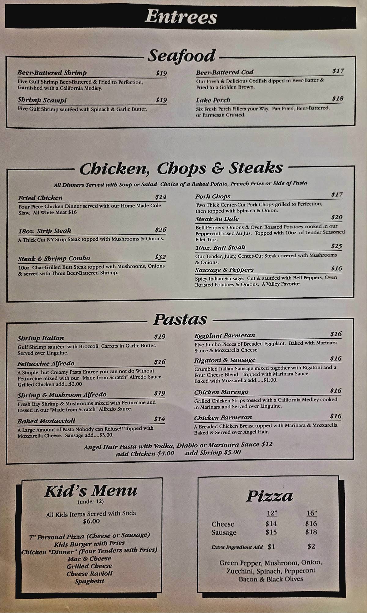 Menu at Valley Inn Restaurant, Palos Hills, W 107th St