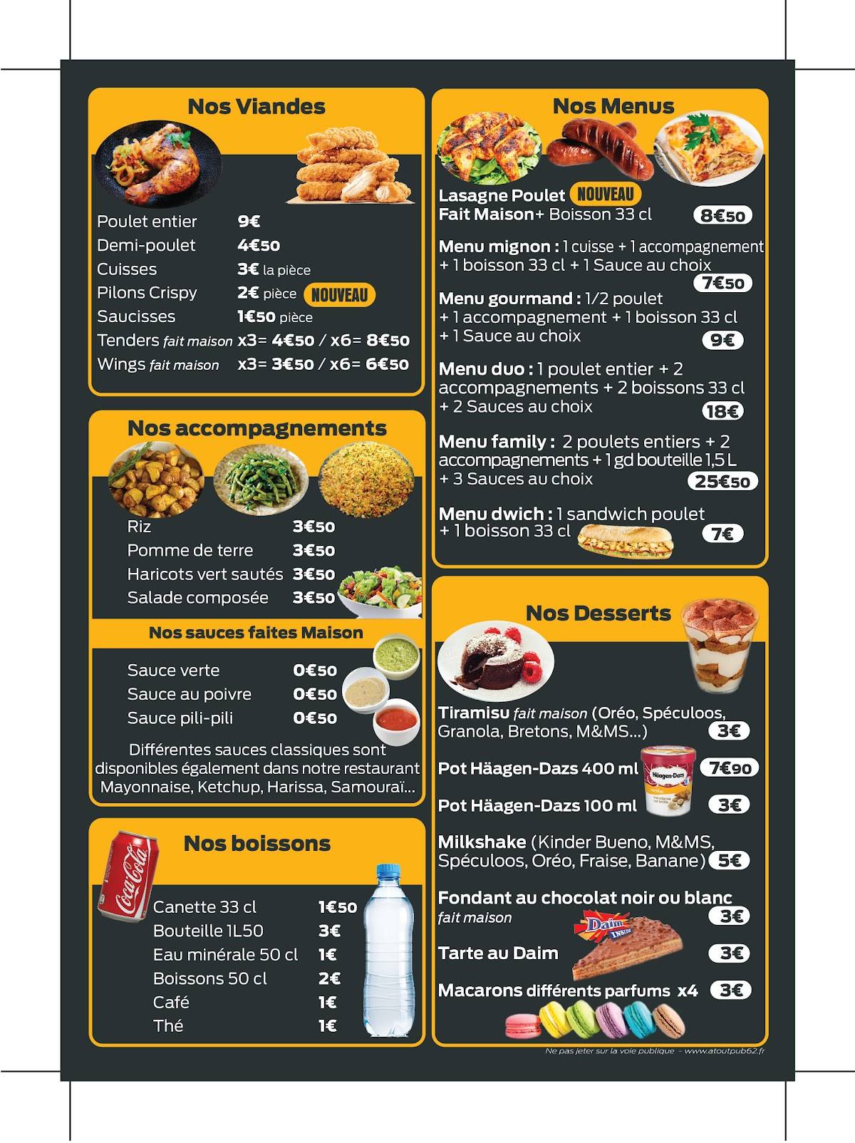 Menu at Chicken grill house Ali restaurant, Wingles