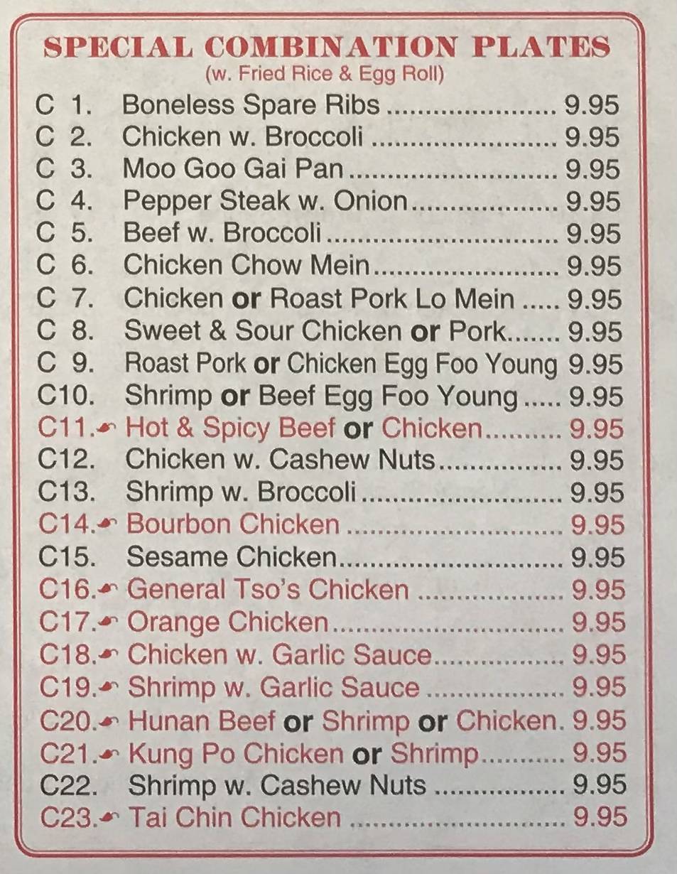 Menu at Super Chin Chin restaurant, Charlotte, Monroe Rd