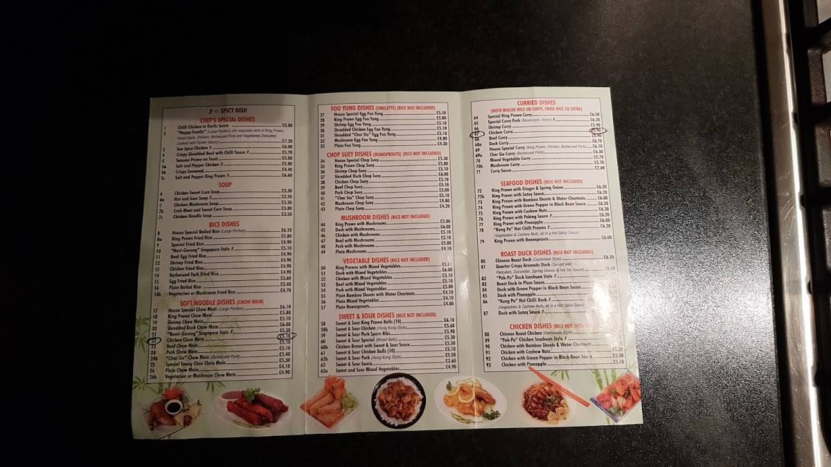 Menu at China Cottage fast food, Felixstowe