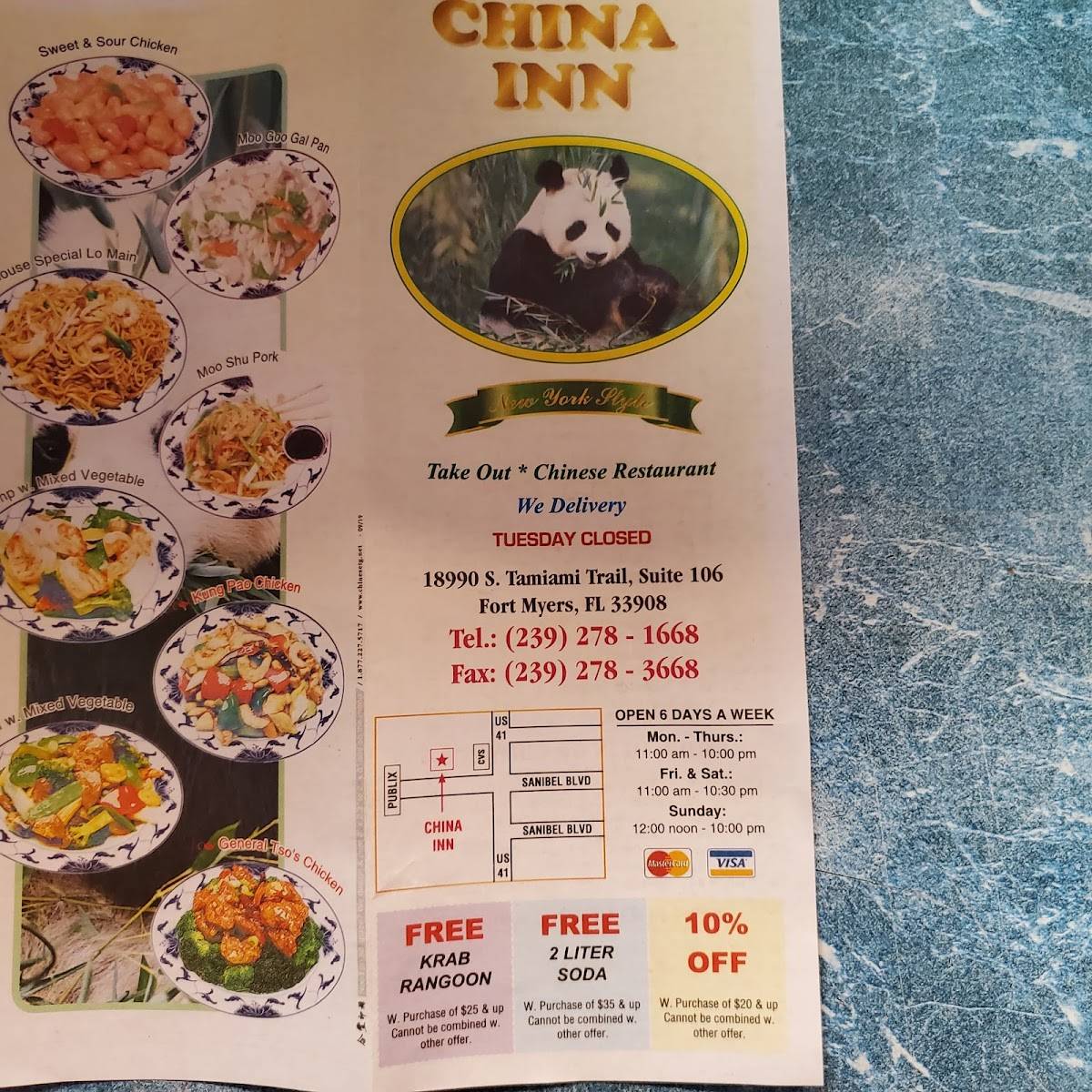 Menu at China Inn restaurant, Estero, S Tamiami Trail #106