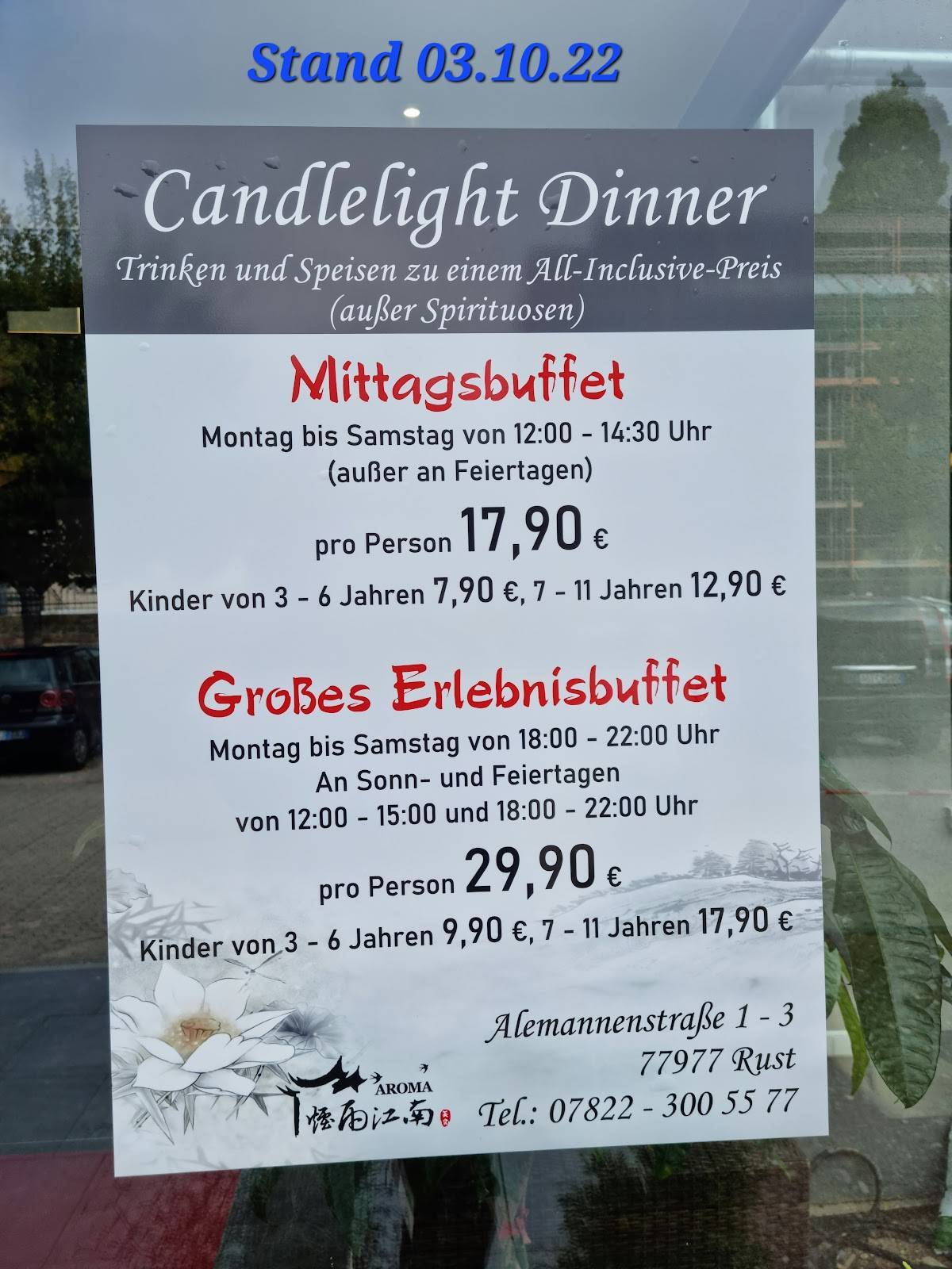 Speisekarte von China Restaurant Aroma, Rust