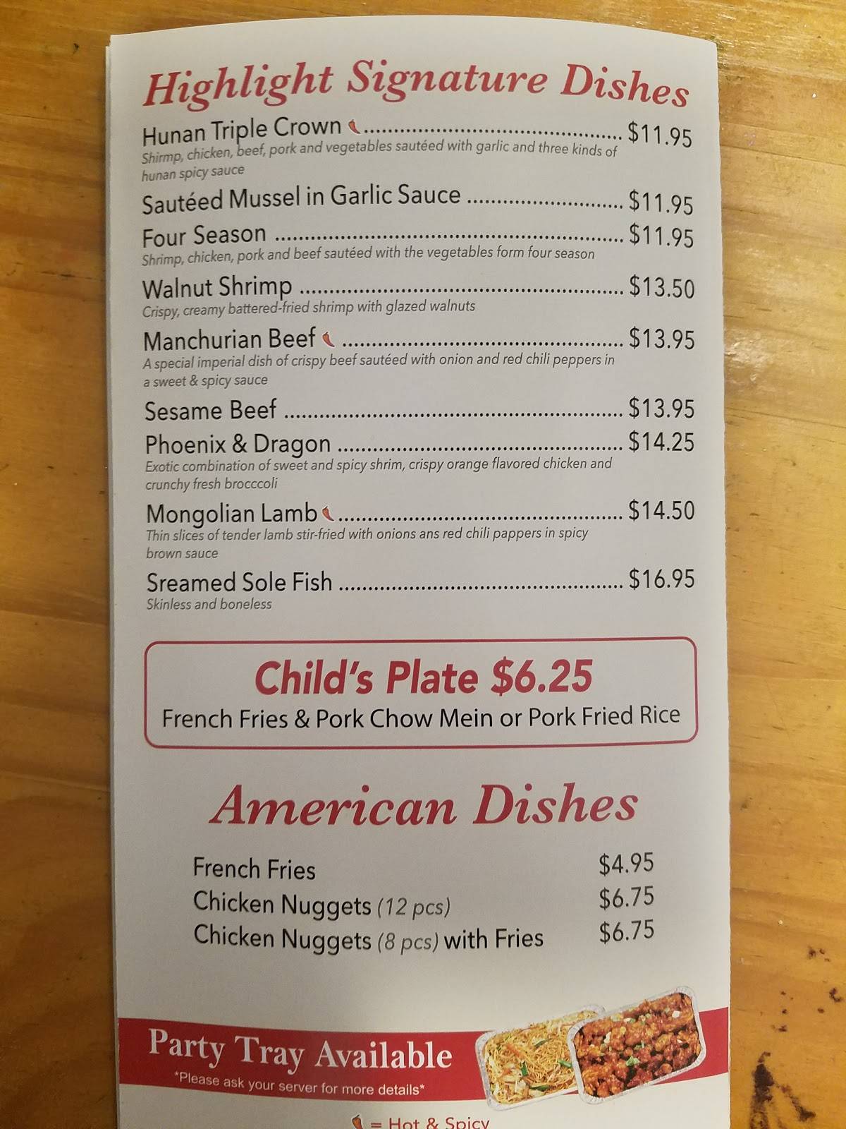 Menu at Chinese Pagoda Restaurant, Kingsburg