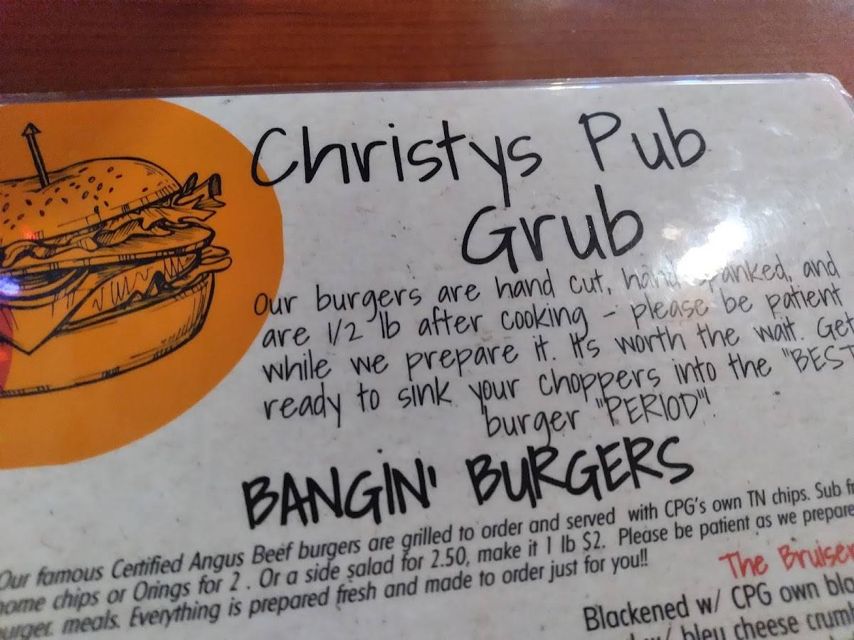 Menu at Christy's Pub Grub, Crossville