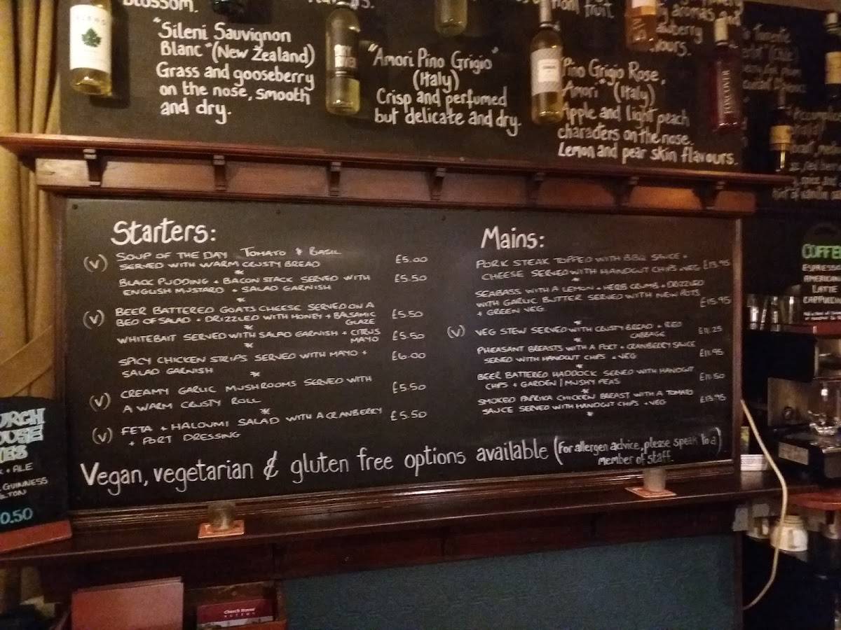 Menu at Church House Sutton pub & bar, Sutton