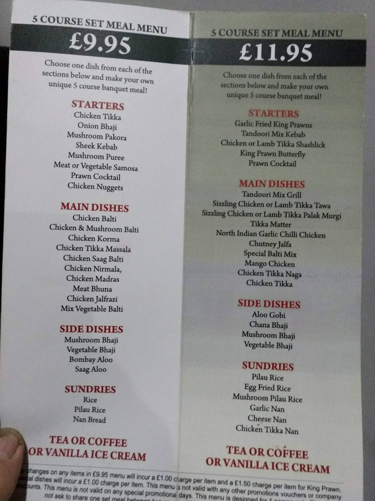 Menu at Chutney restaurant, Bilston