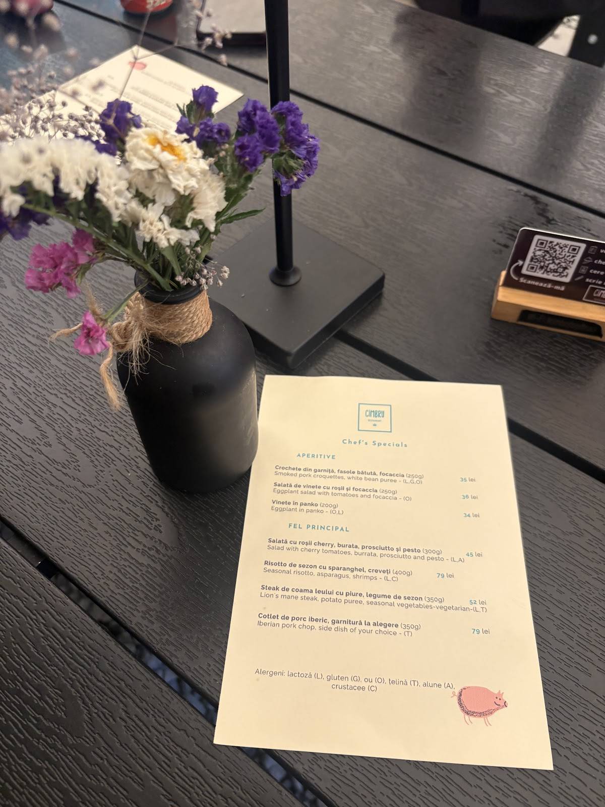 Menu at Cimbru Restaurant, Cluj-Napoca