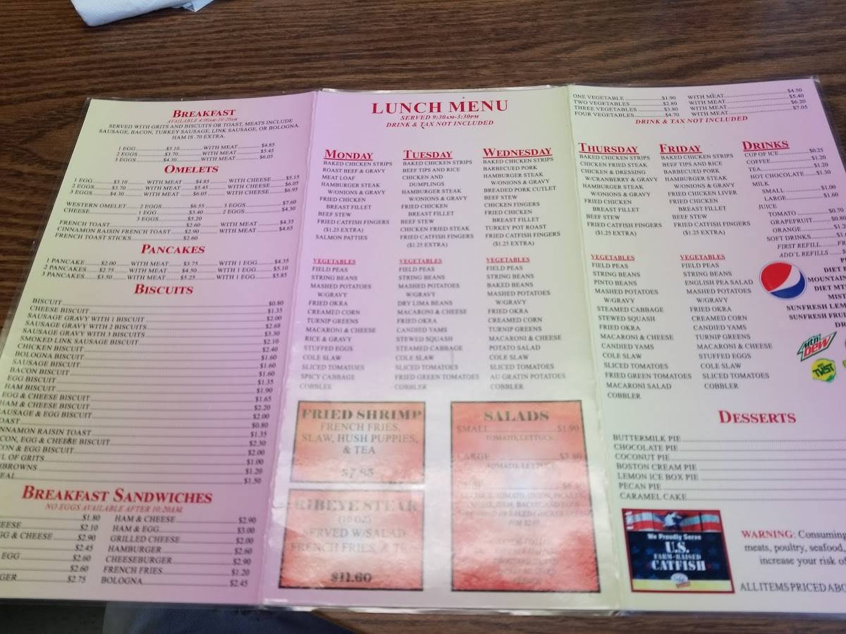 Menu at City Cafe, Northport