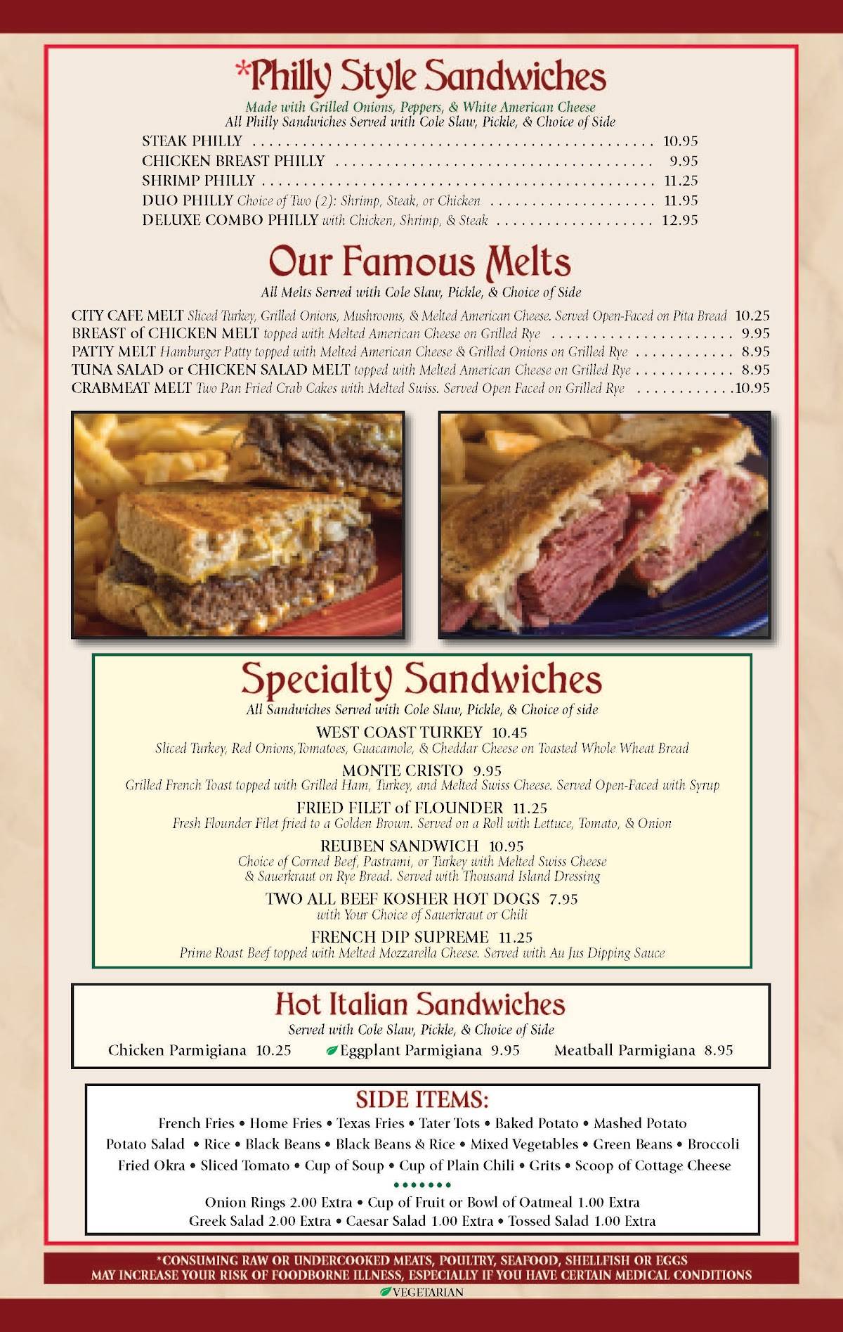 Menu at City Cafe Diner, Chattanooga, Lee Hwy