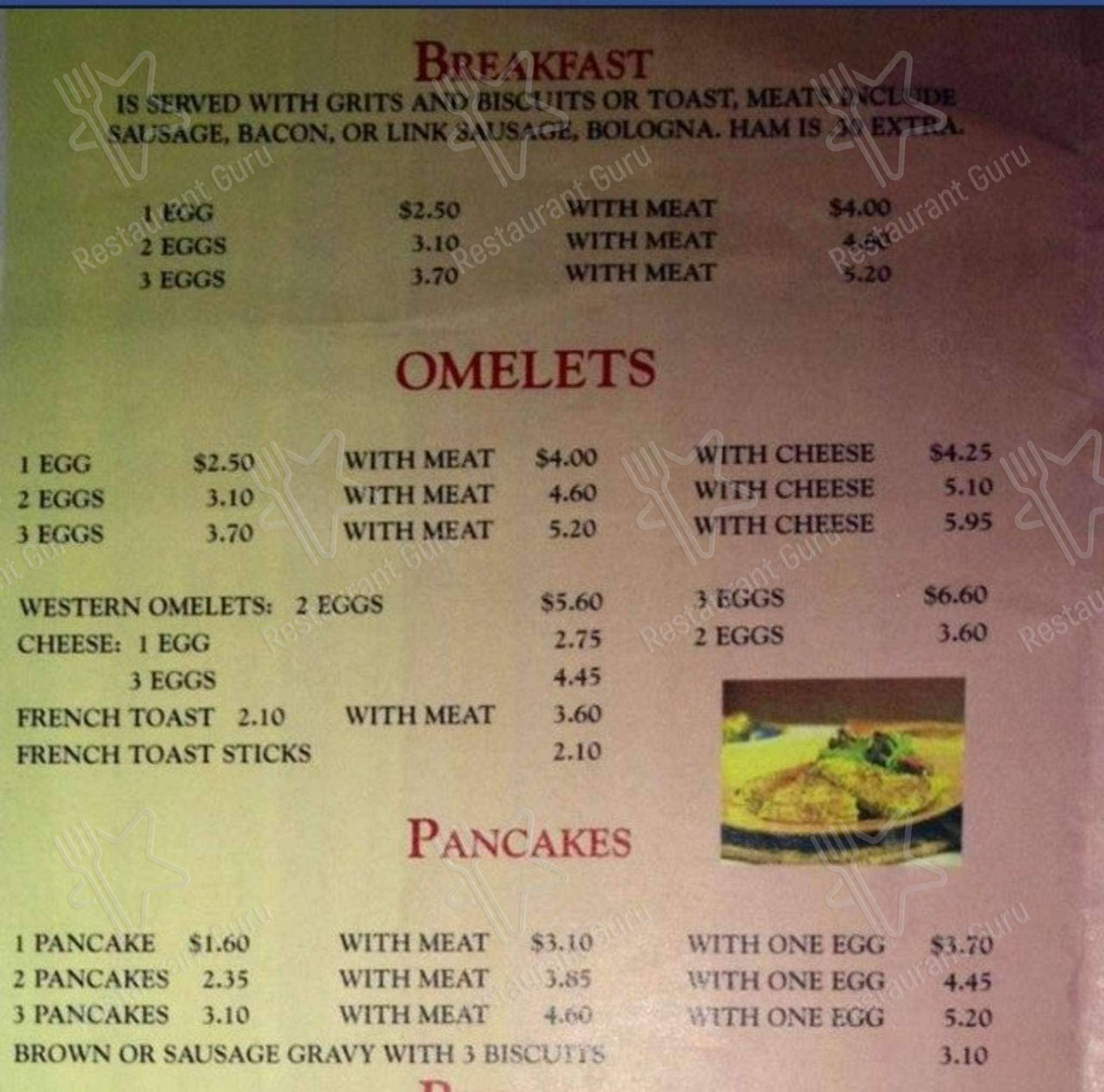 Menu at City Cafe, Northport