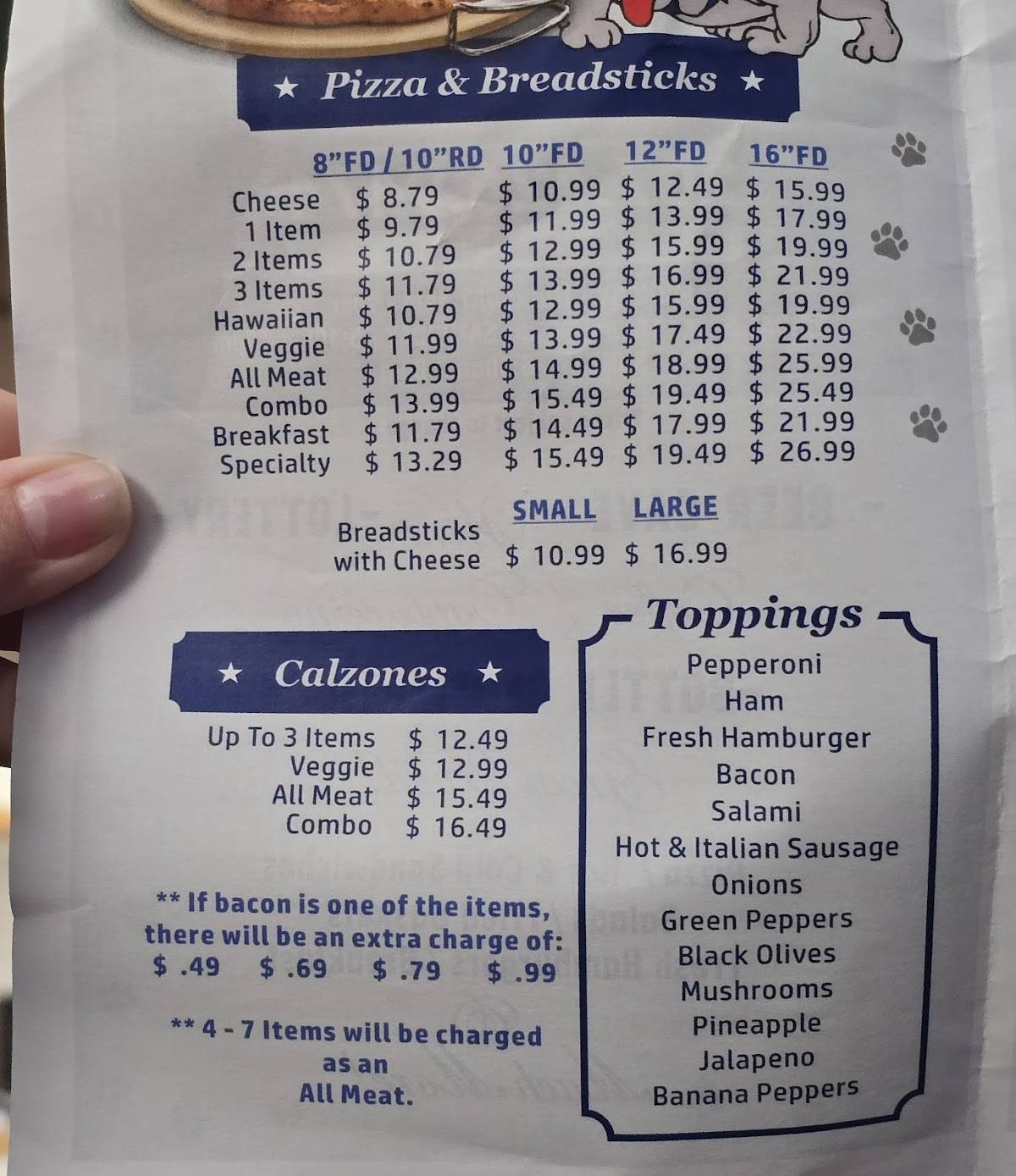 Menu at Clinton Variety & Pizza restaurant, Clinton