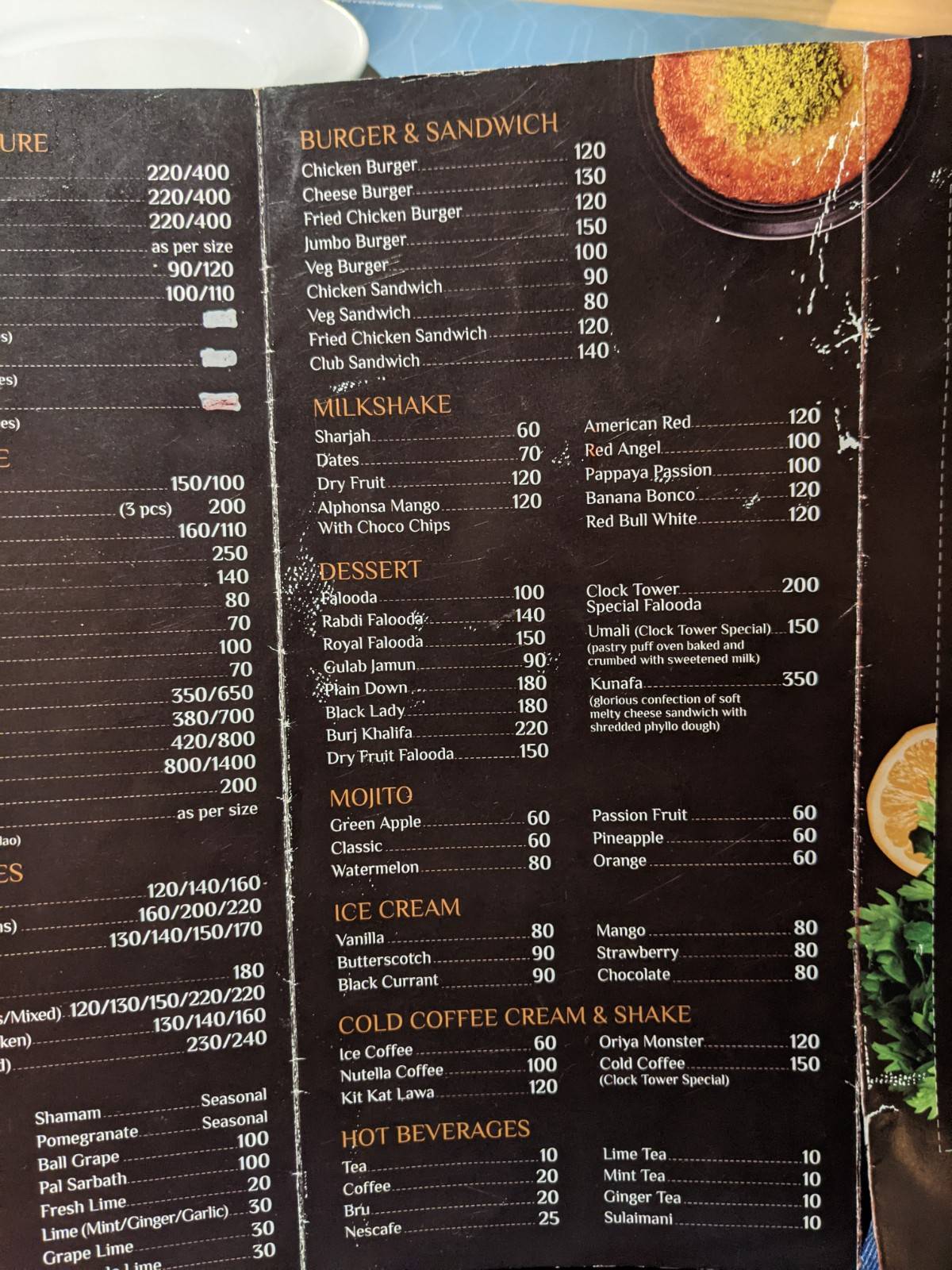 Menu at Clock Tower Restaurant, Kozhikode