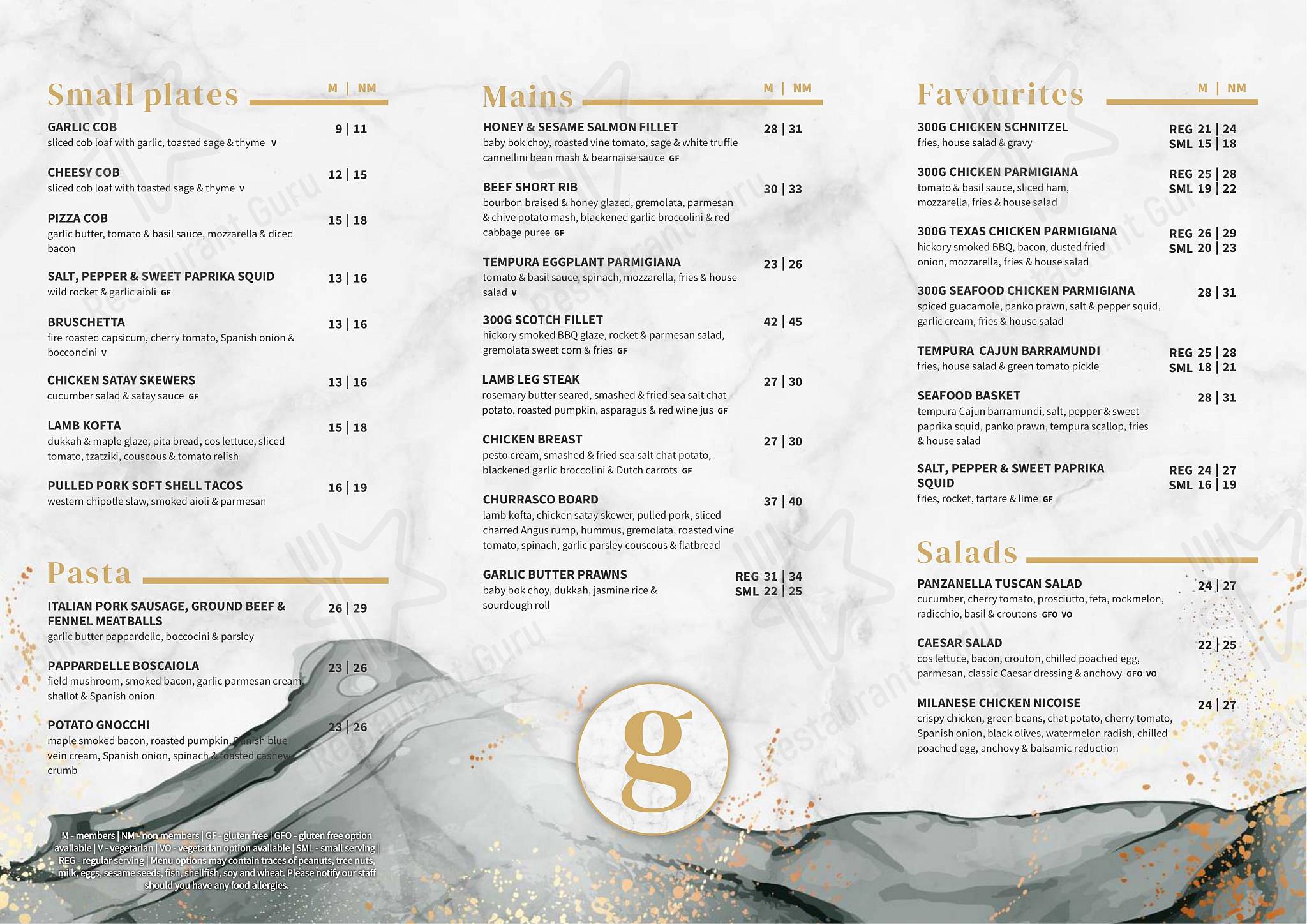 Menu at The Greenwood restaurant, Taree