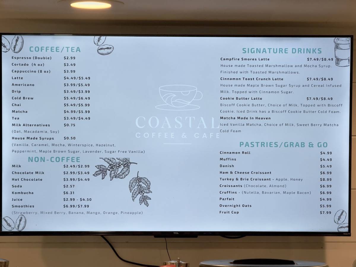 Carta de Coastal Coffee & Cafe, Santa Rosa Beach
