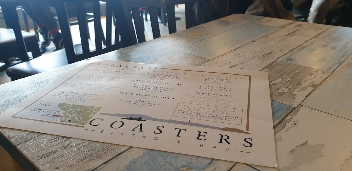 Menu at Coasters bar and bistro, Oban