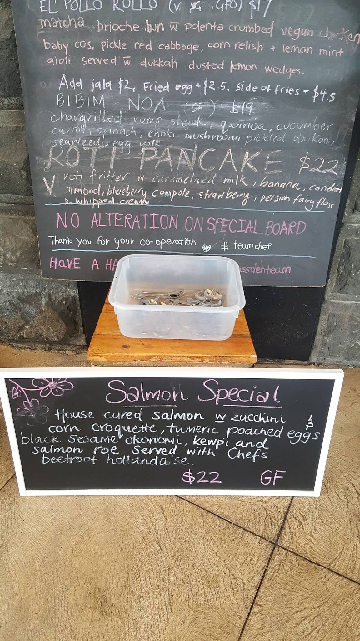 Menu at The Glass Den cafe, Coburg