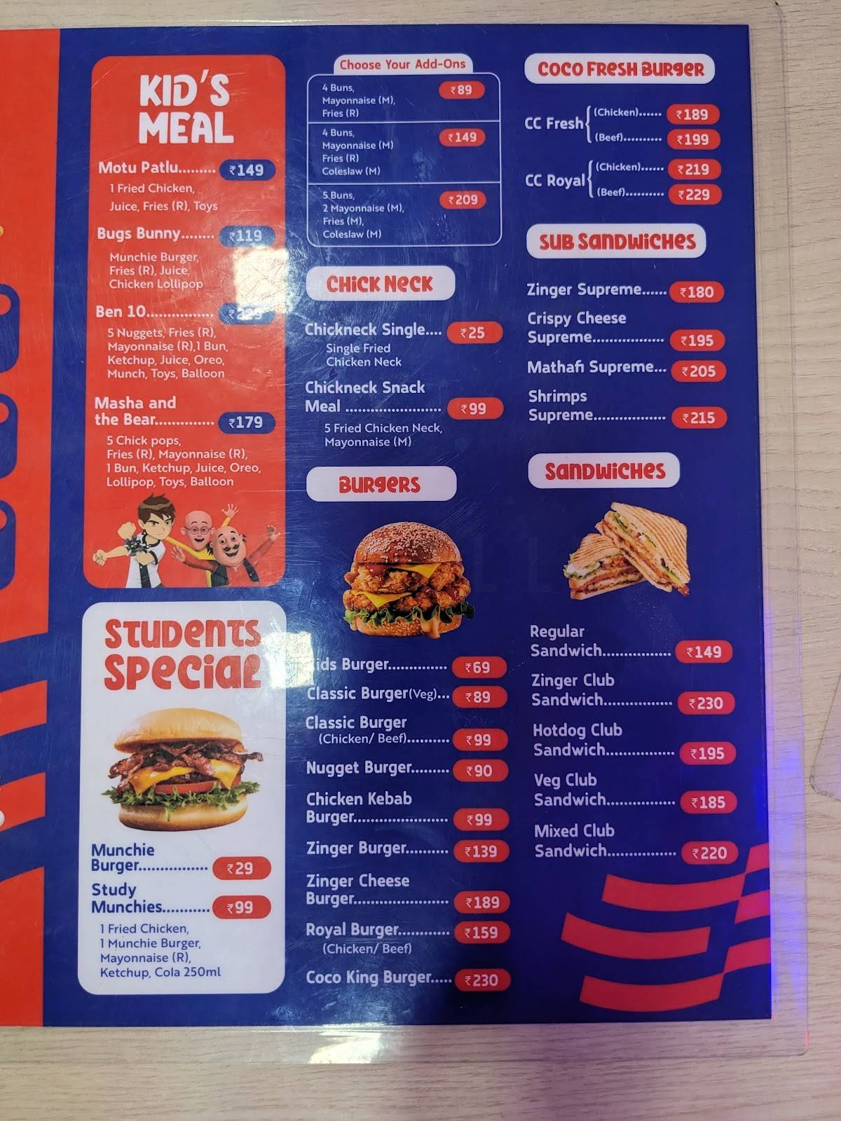 Menu at Coco Coopa Fried Chicken Panniyankara, Kozhikode