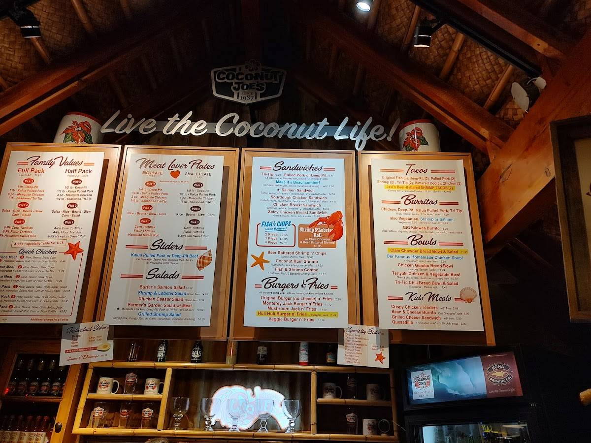 Menu at Coconut Joe's Beach Grill restaurant, Bakersfield
