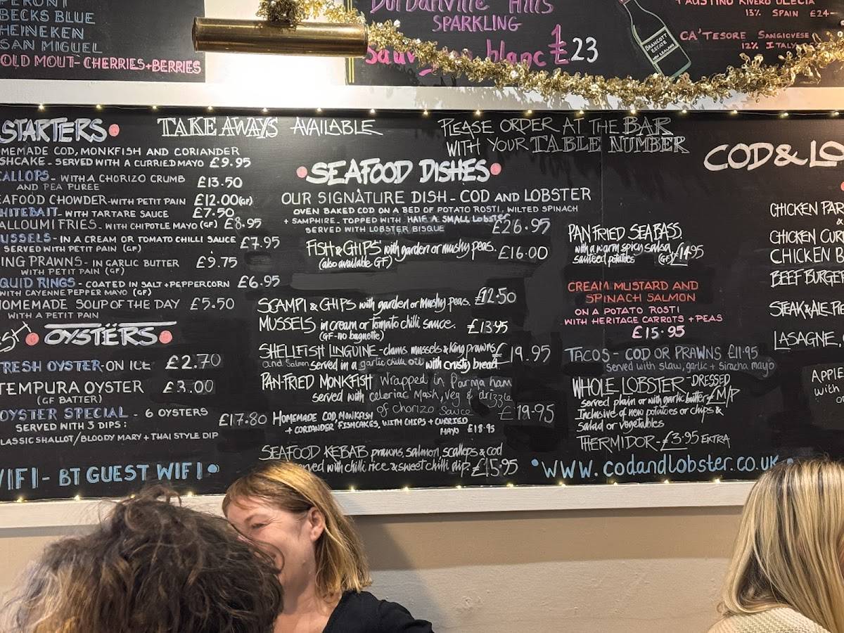 Menu at Cod & Lobster pub & bar, Staithes, 61 High St