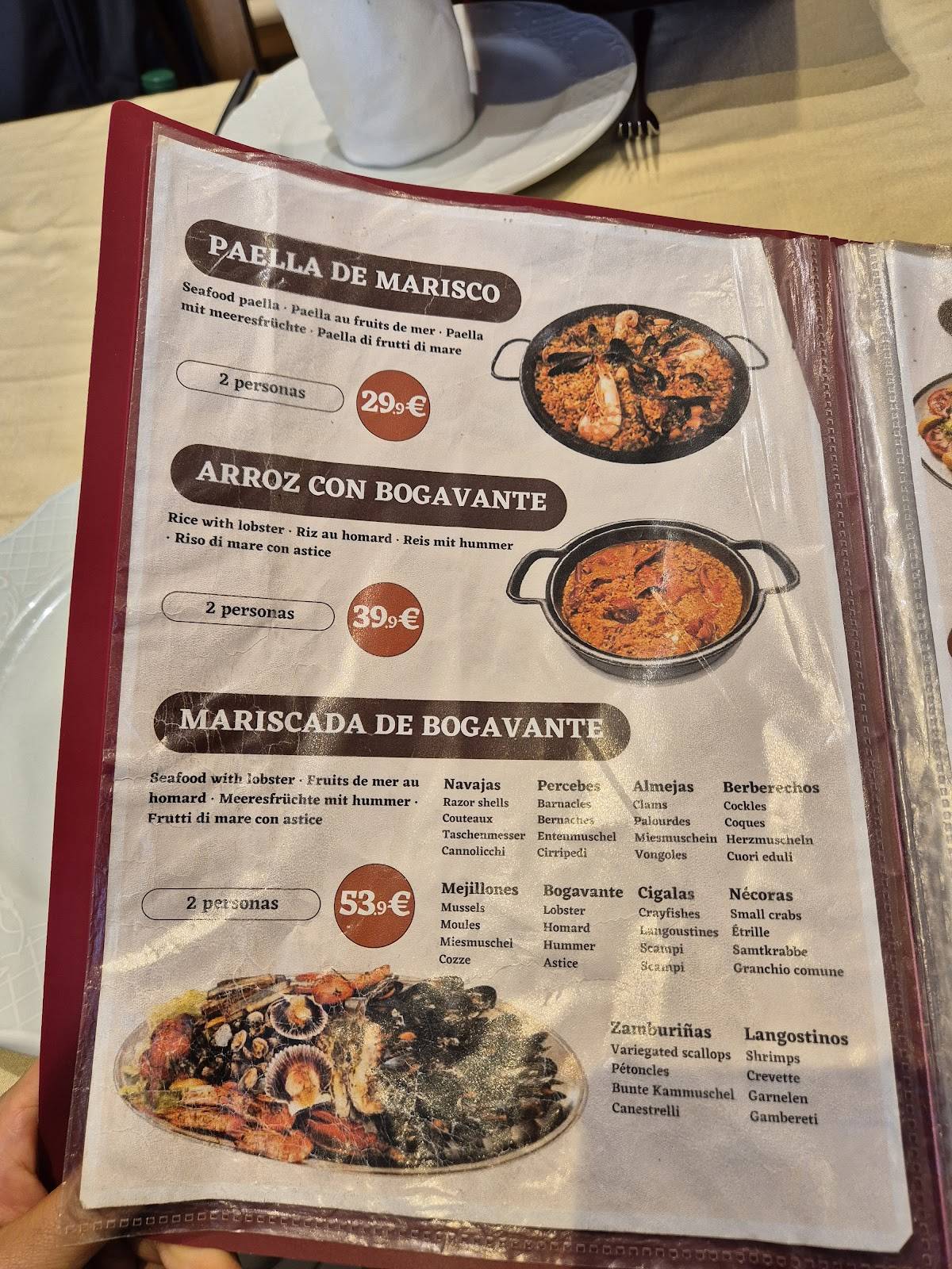 Menu at Codex restaurant, Santiago de Compostela