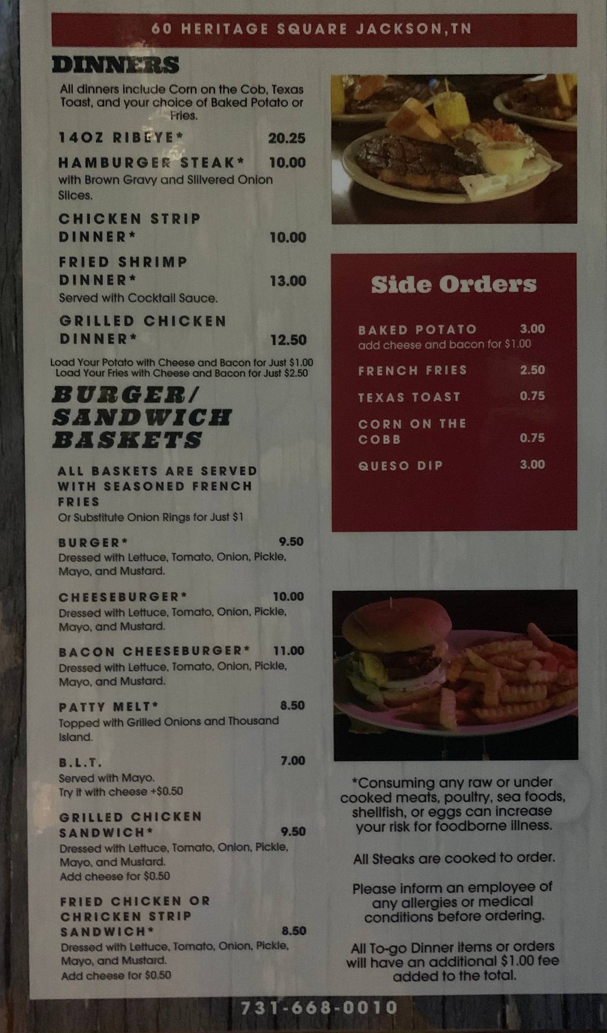 Menu at Cody's Saloon & Dance Hall pub & bar, Jackson