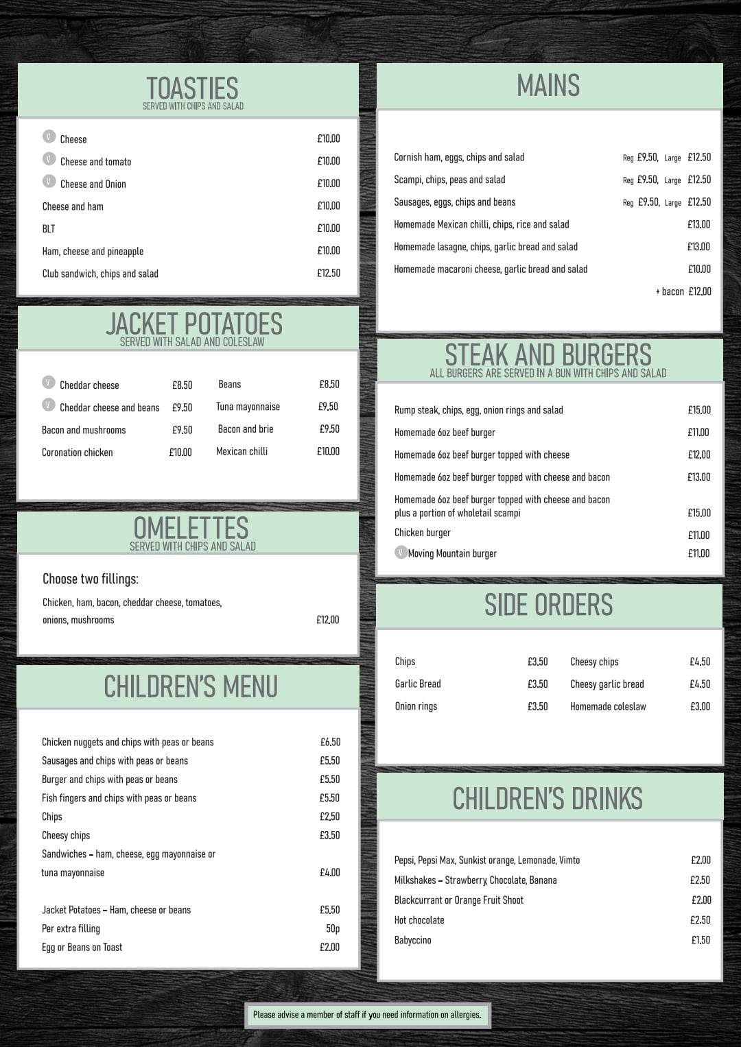 Menu at Coffee Traders restaurant, Truro
