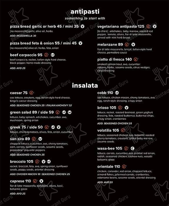 Menu at Col'Cacchio restaurant, Kempton Park, Shop 19