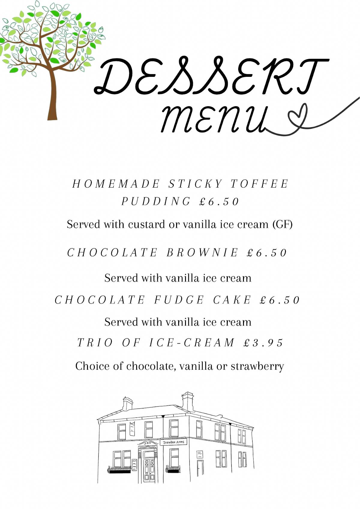 Menu at Trawden Arms pub & bar, Colne