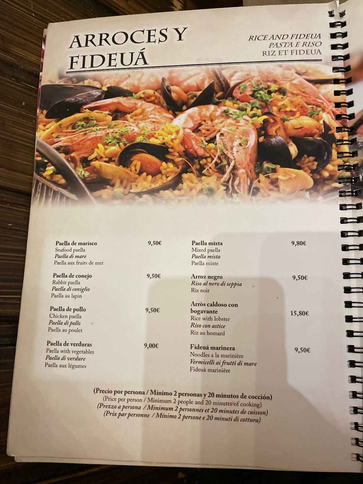 Menu at Colom Restaurant, Barcelona, Carrer dels Escudellers