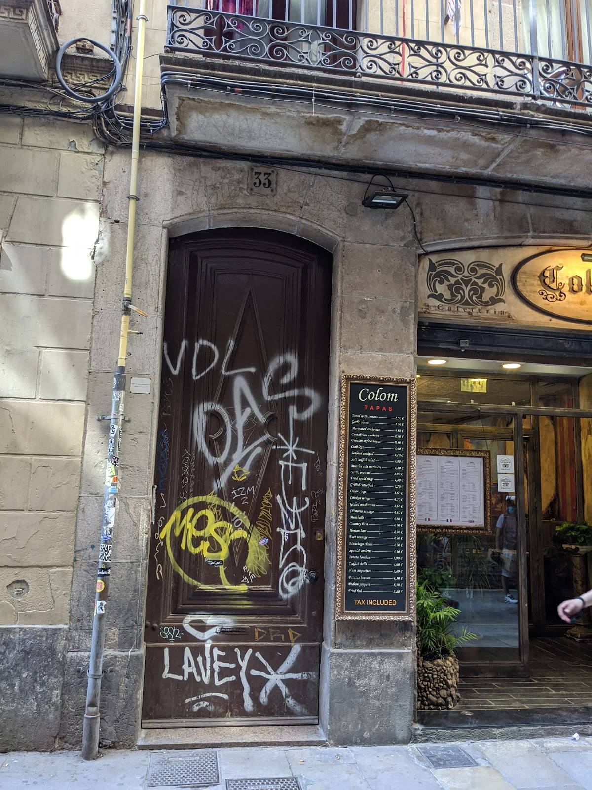 Menu at Colom Restaurant, Barcelona, Carrer dels Escudellers