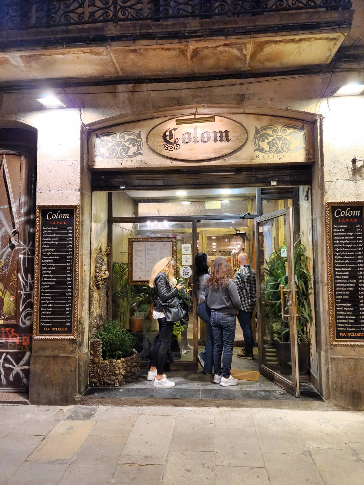 Menu at Colom Restaurant, Barcelona, Carrer dels Escudellers