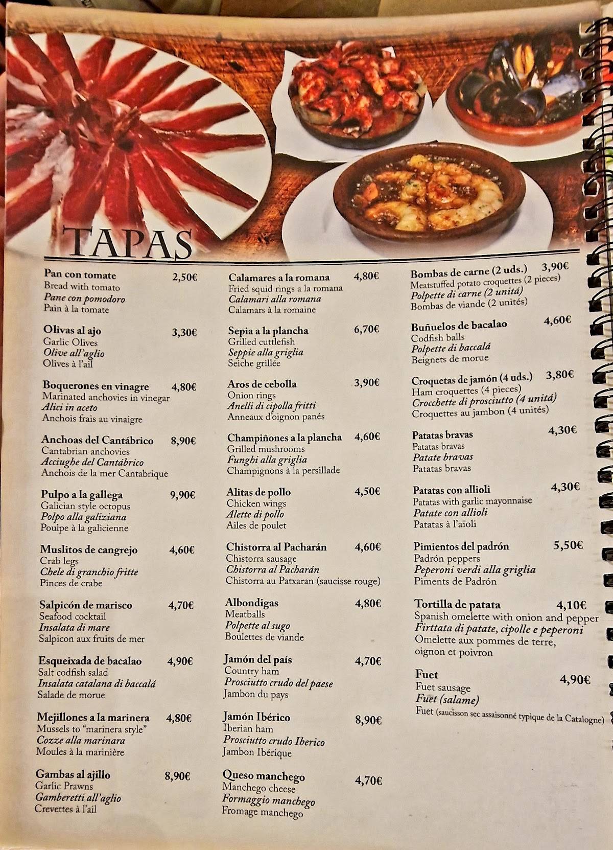 Menu at Colom Restaurant, Barcelona, Carrer dels Escudellers