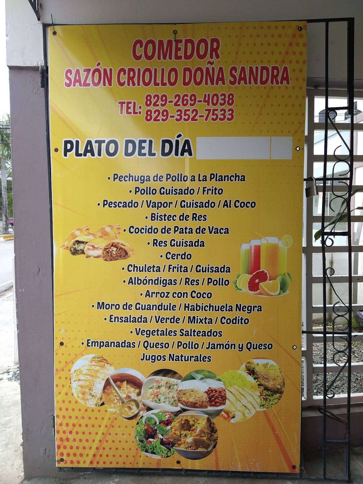 Carta del restaurante Comedor Sazón Criollo Doña Sandra, Higuey