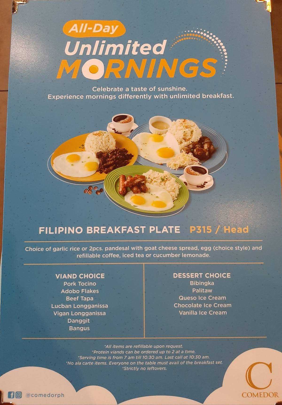 Menu at Comedor by Miguel and Maria restaurant, Marikina, 2f Mayor Gil ...