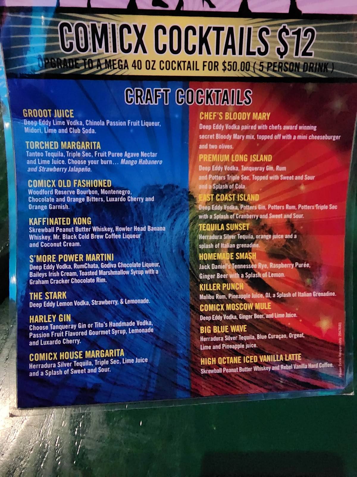 Carta de Comicx Restaurant Bar & Store, Phoenix