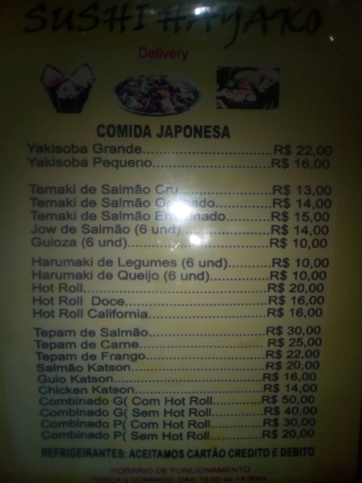 Menu em Restaurante Japonês - COMIDA JAPONESA SUSHI HAYAKO, São Paulo ...