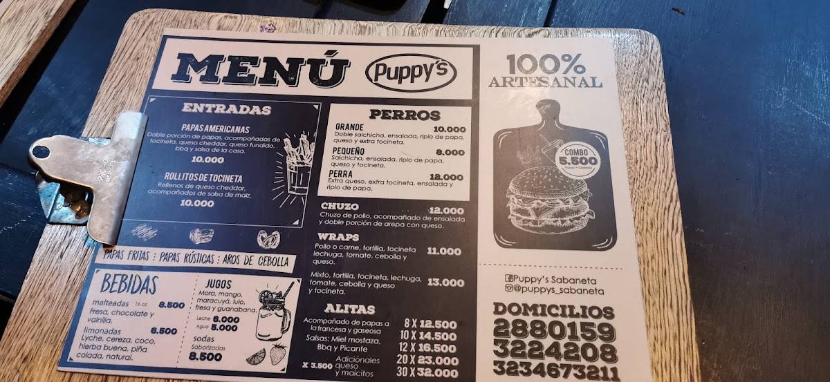 Carta del restaurante Comidas Rapidas Puppys, Sabaneta