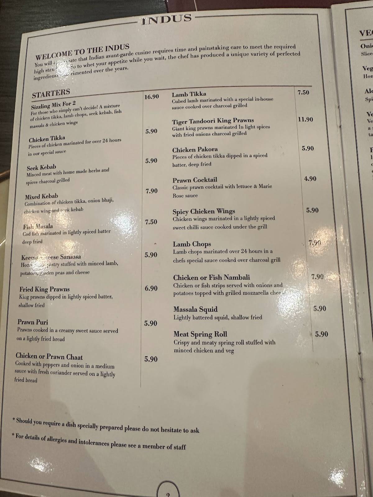 Menu at The Indus Restaurant & Bar Conisbrough, Doncaster