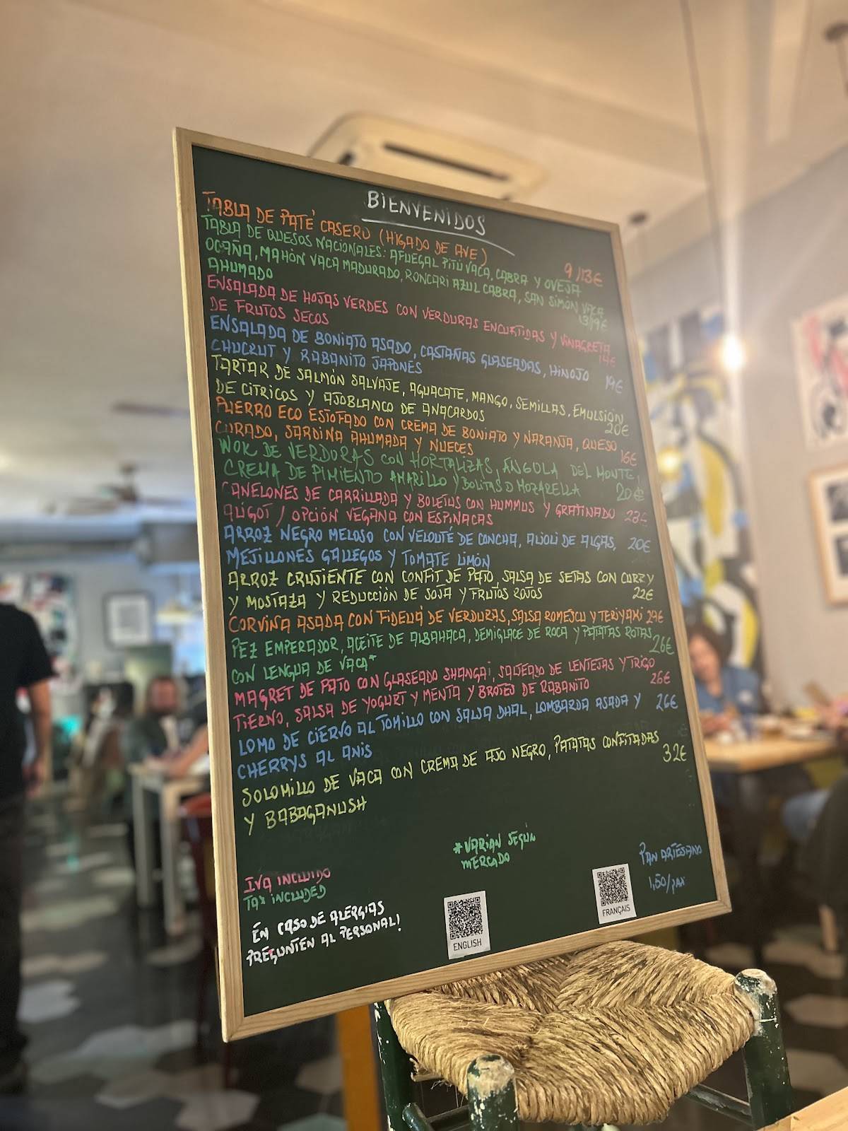 Menu at conTenedor restaurant, Seville
