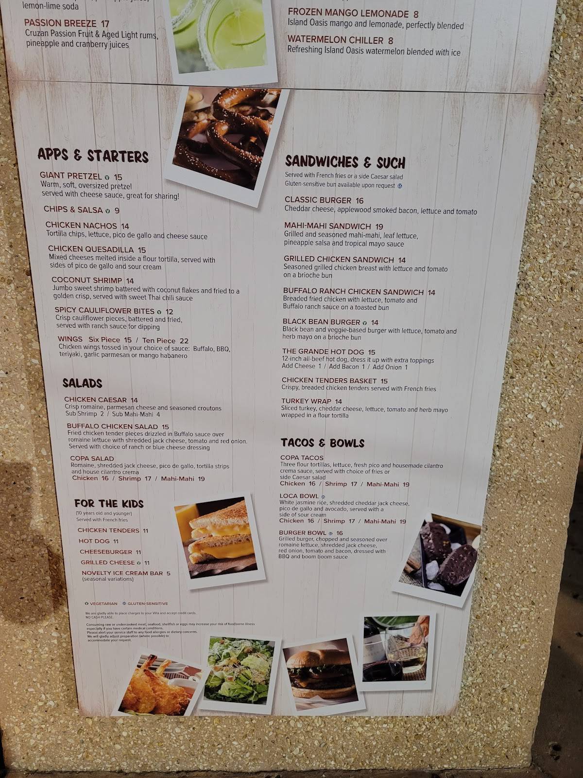 Menu at Copa Loca Bar & Grill, Orlando