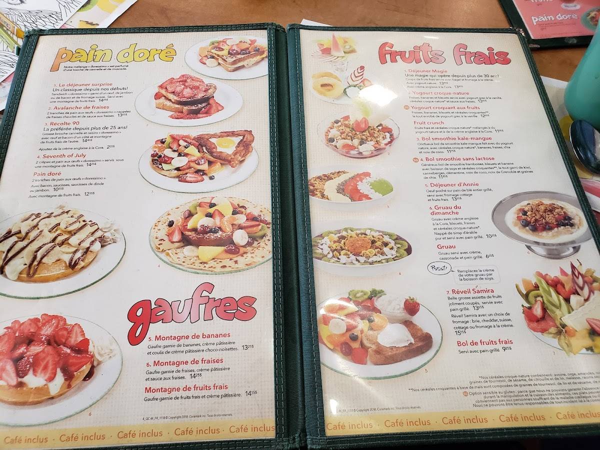 Menu au Cora déjeuners restaurant, Gatineau, 200 Bd Gréber