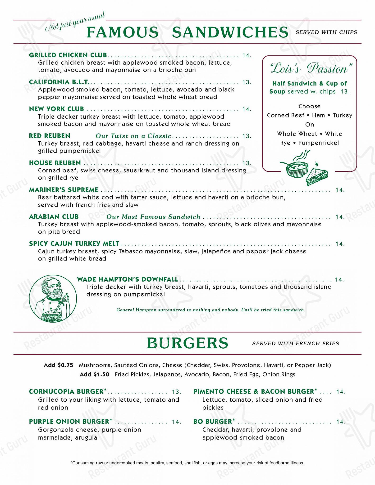 Menu at Cornucopia Restaurant, Cashiers