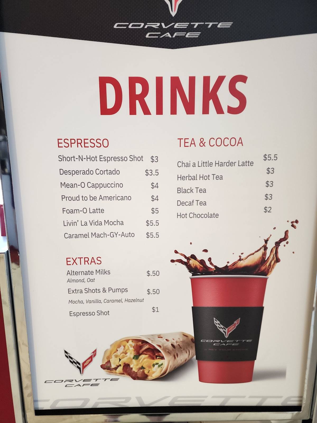 Menu at Corvette Cafe, Omaha