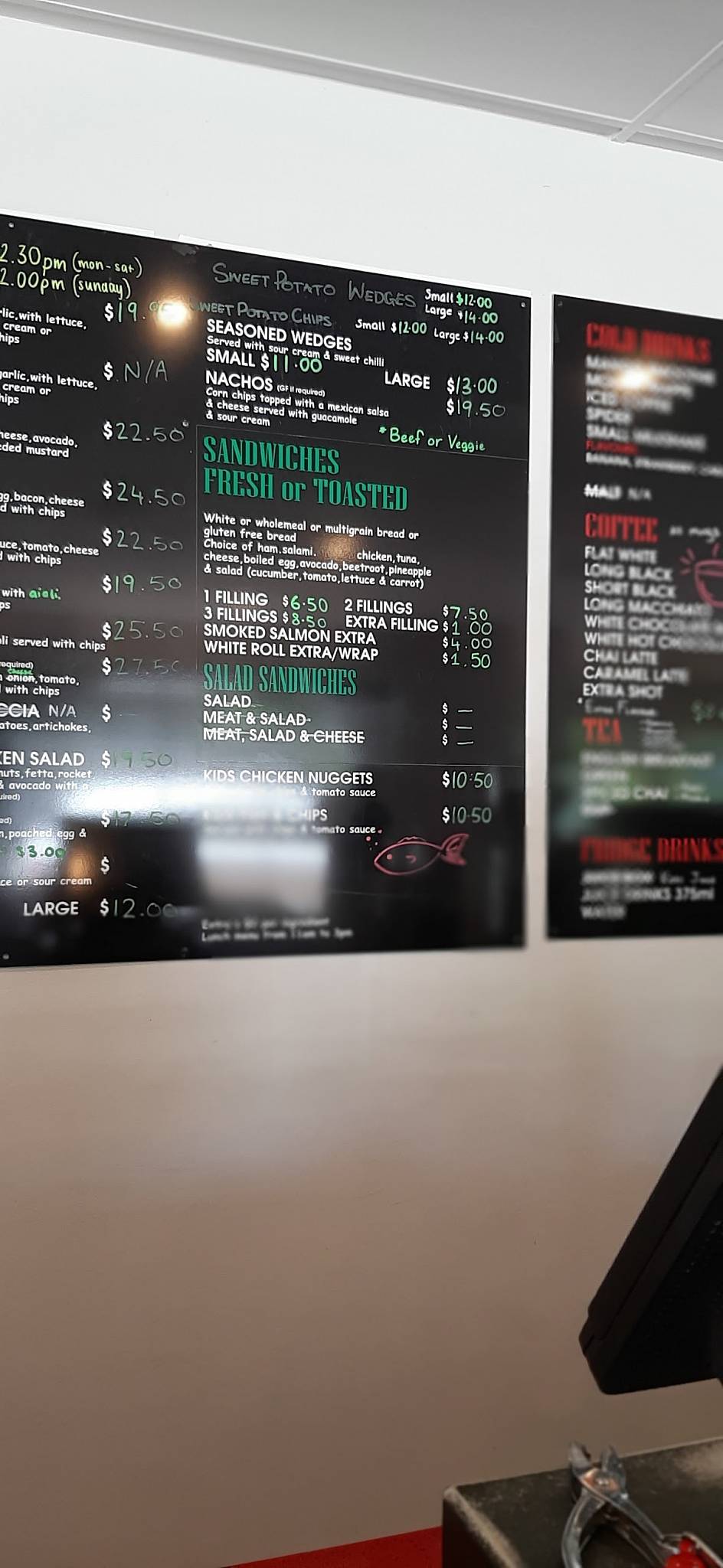 Menu at Cosi's Café restaurant, Albany